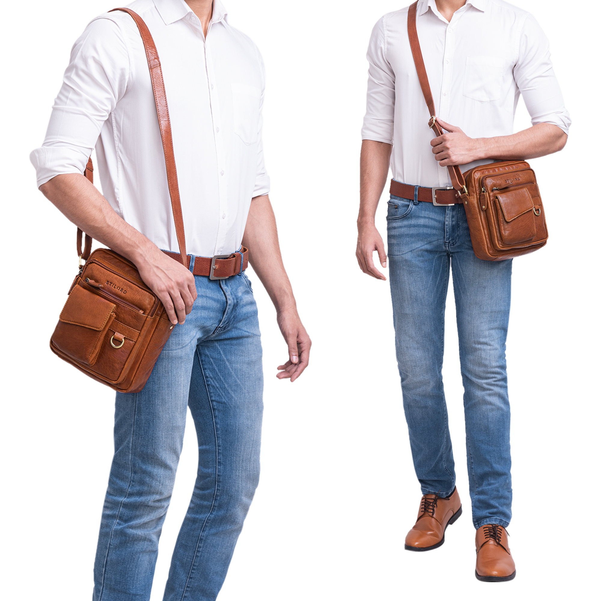 "Ryan" Bolso Cruzado Hombre Piel | STILORD